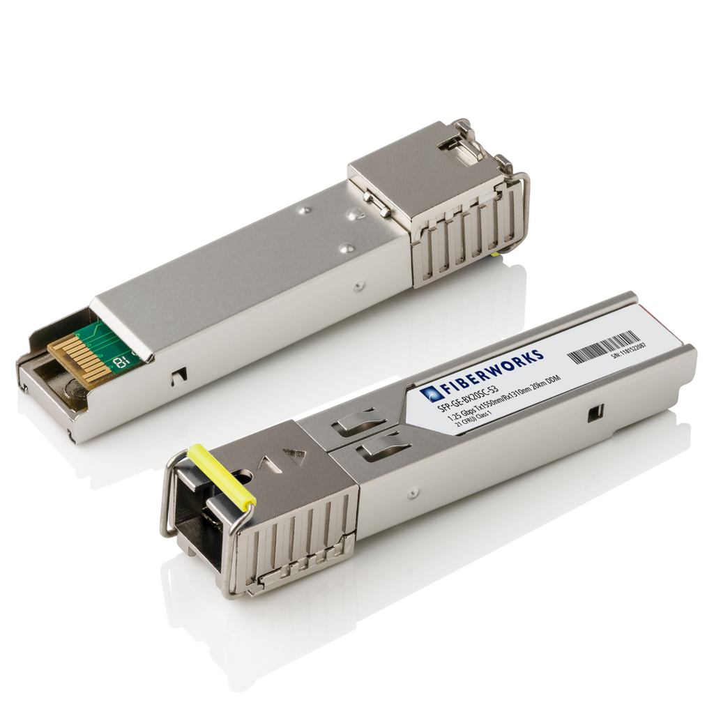 SFP BiDi, 1.25Gbps GigE, SM, 20km,I-temp TX1550/RX1310nm, 14dB, SC ...