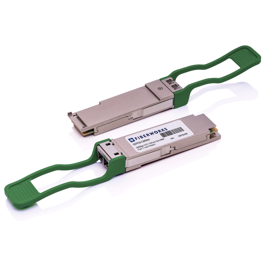 QSFP28, 100GBASE-CWDM4, 2 km CWDM 1270-1330nm, 3.5dB, SM - Fiberworks